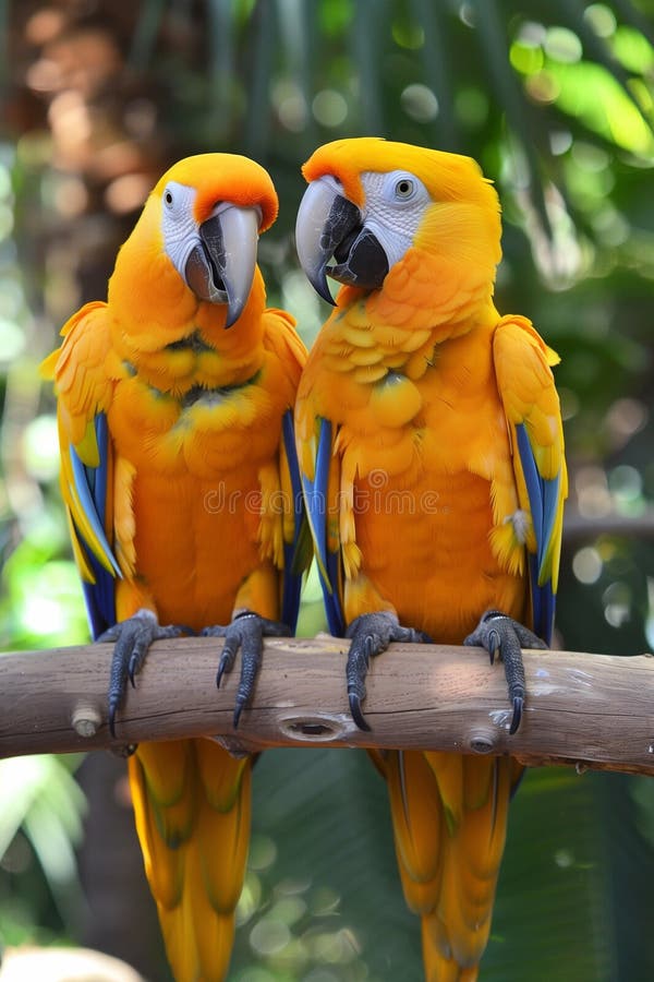 Two yellow parrots stock illustration. Illustration of exotic - 342852433
