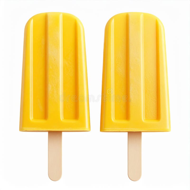 Two Yellow Popsicles on White Background Stock Illustration ...