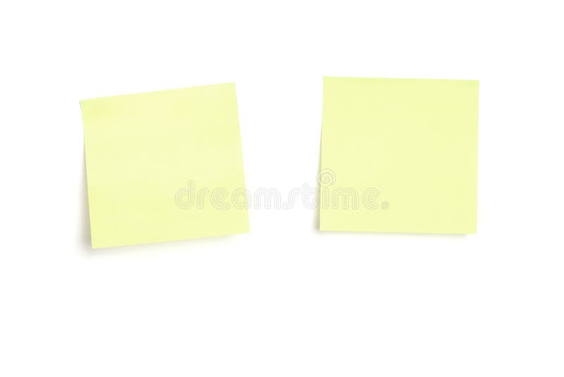 Six Yellow Post-it Sticky Notes on a Cork Board Stock Photo - Image of ...