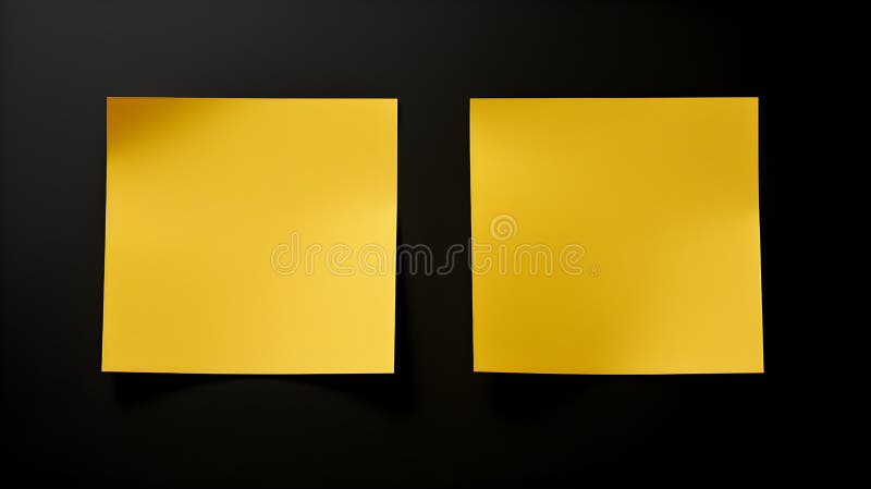 Two Yellow Square Paper Notes on a Black Background. Brainstorming ...