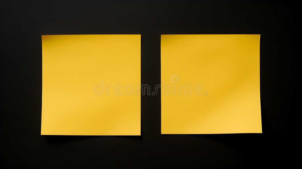 Two Yellow Square Paper Notes on a Black Background. Brainstorming ...
