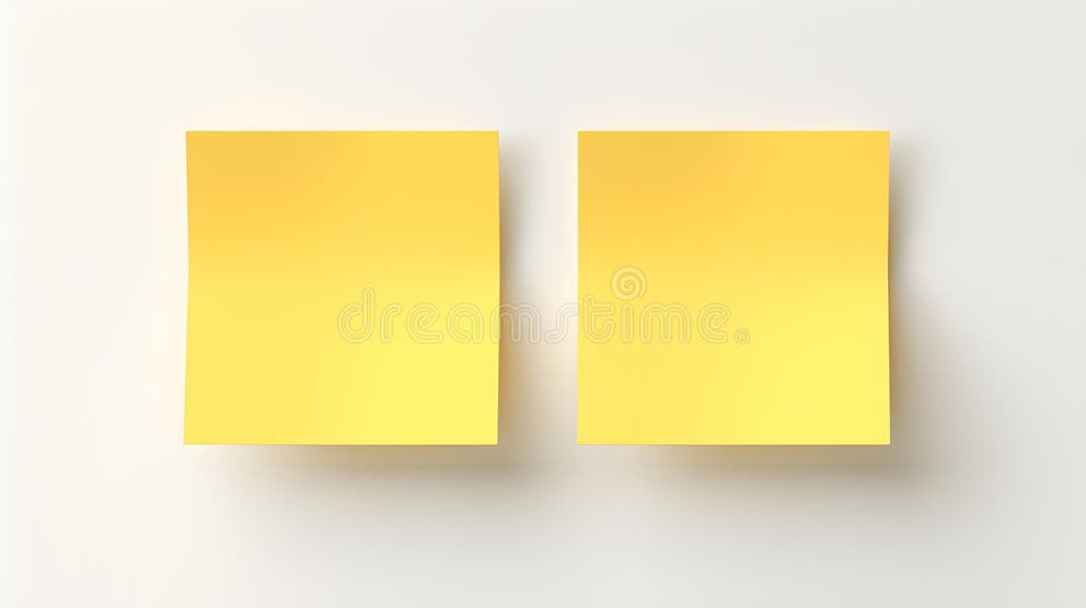 Two Yellow Square Paper Notes on a White Background. Brainstorming ...