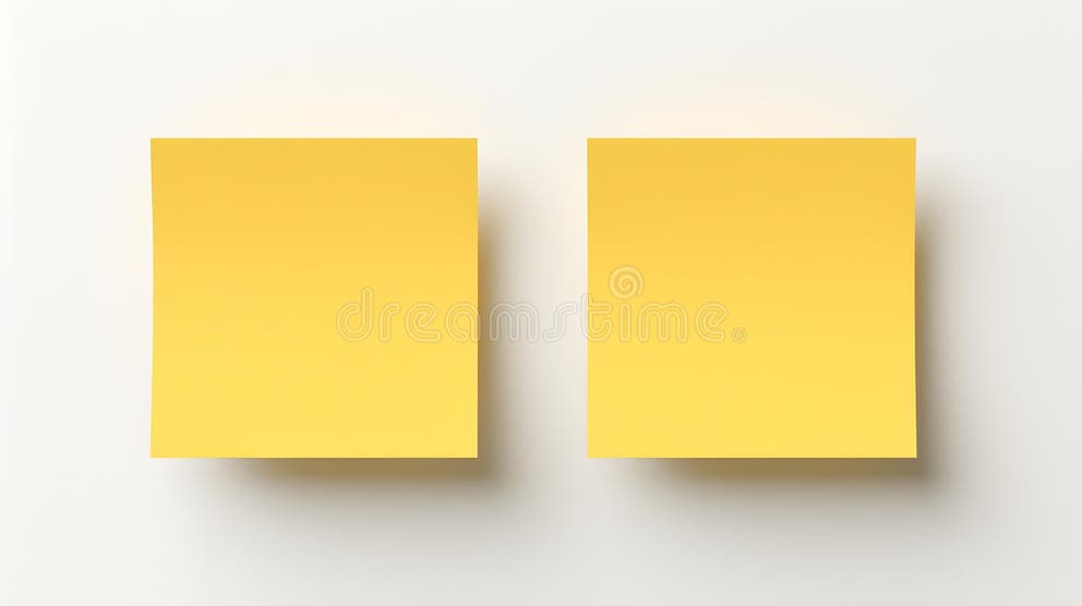 Two Yellow Square Paper Notes on a White Background. Brainstorming ...