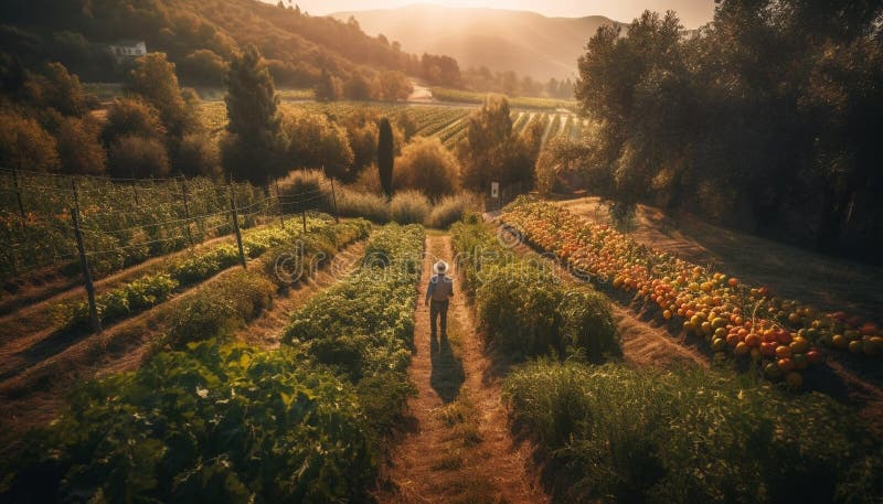 Two Young Adults Walking on Rural Footpath Generated by AI Stock ...