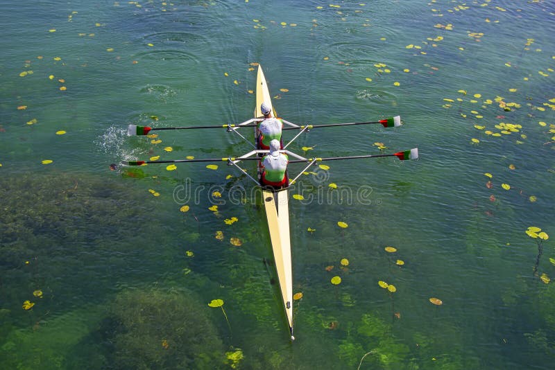 Two Young Athletes Rowing Team on Green Lake Editorial Stock Photo ...