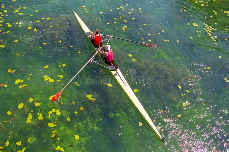 Two Young Athletes Rowing Team on Green Lake Editorial Stock Photo ...