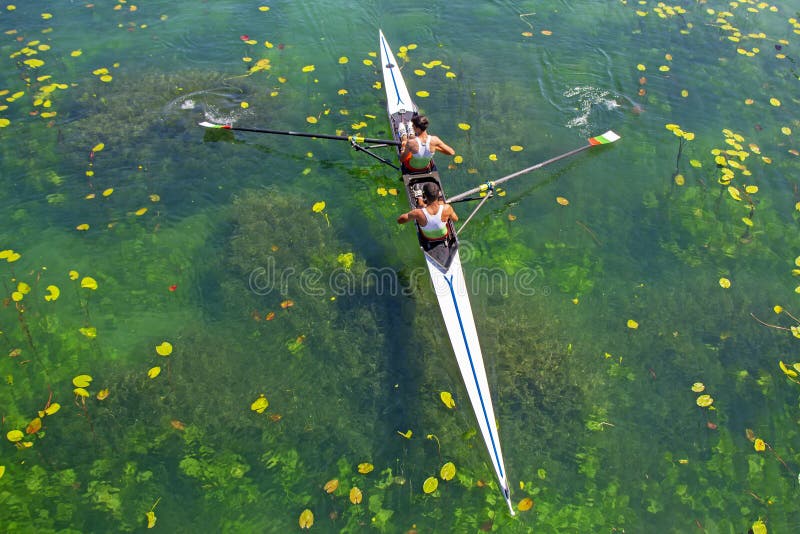 Two Young Athletes Rowing Team on Green Lake Editorial Stock Photo ...