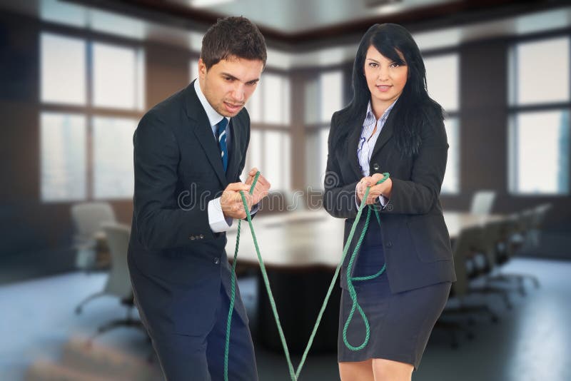 Two Young Business People Pull the Problems Stock Image - Image of work ...