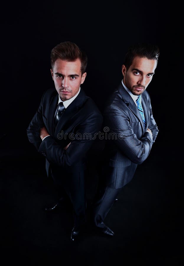 Two Young Businessmen Full Body, Isolated on Black. Stock Photo - Image ...