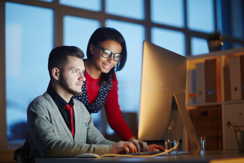 Manager working at night stock image. Image of designer - 110141443