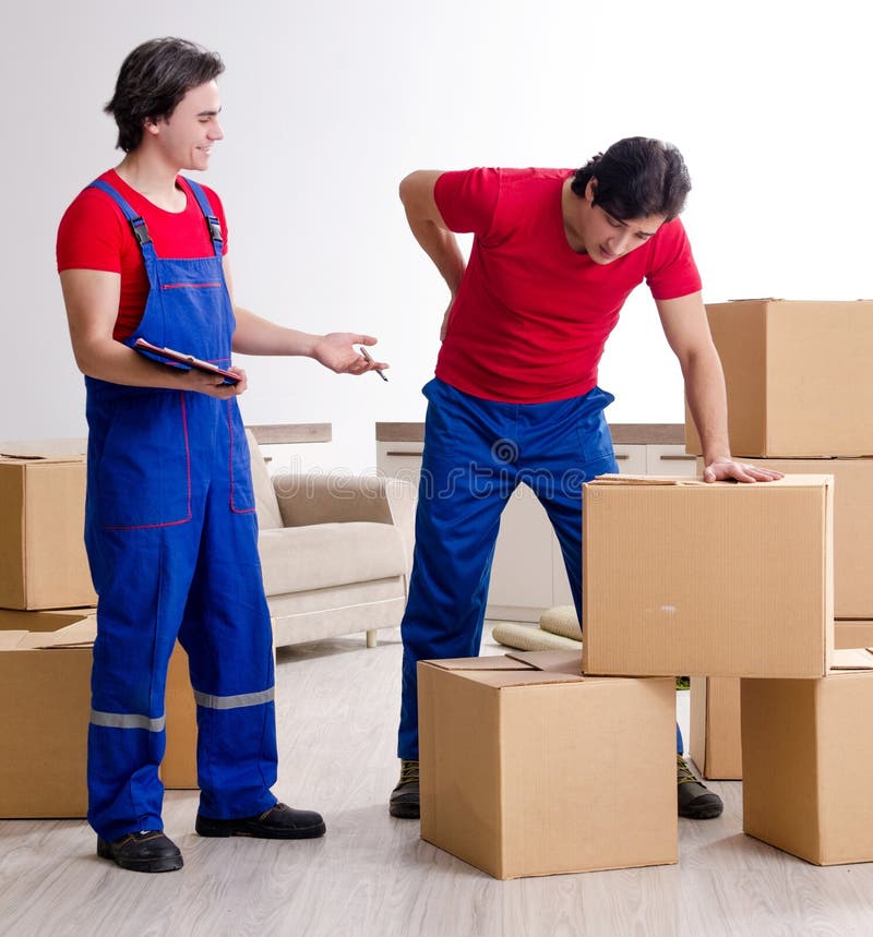 Two Young Contractor Employees Moving Personal Belongings Stock Image ...