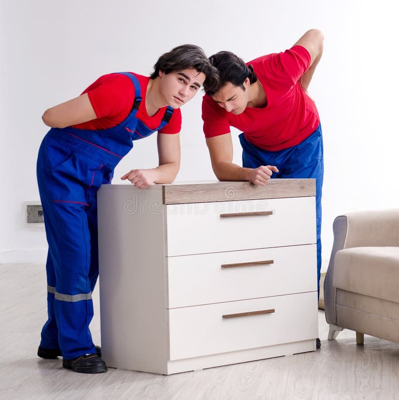 Two Young Contractor Employees Moving Personal Belongings Stock Image ...