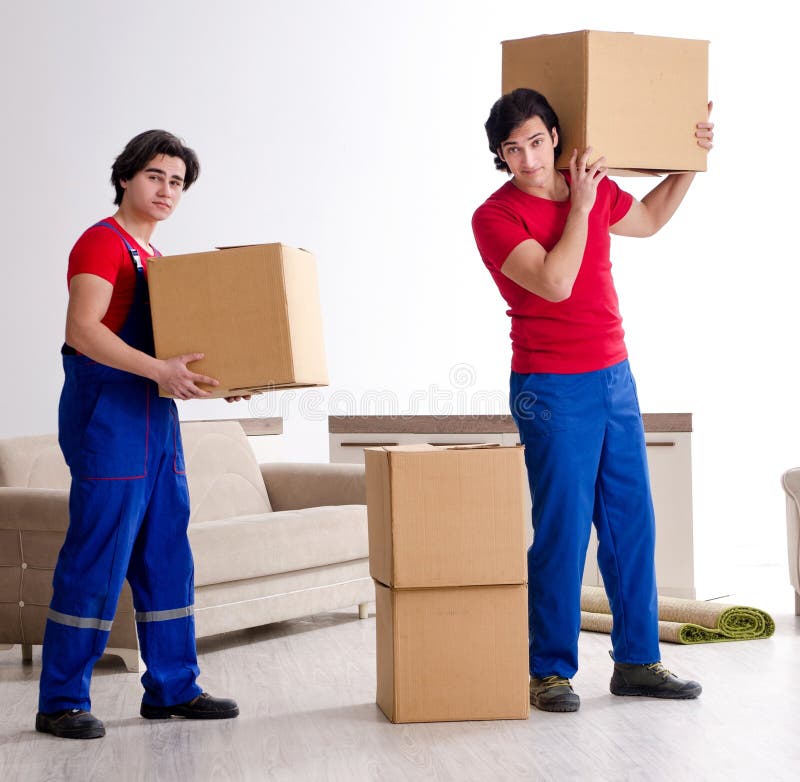 Two Young Contractor Employees Moving Personal Belongings Stock Photo ...