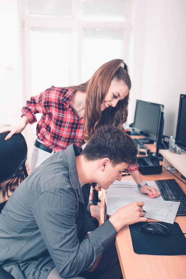 Colleagues Planning Productive Working Process Stock Image - Image of ...