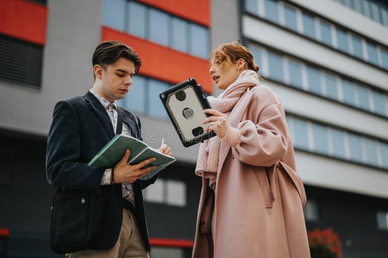 Young Business Partners Strategizing in Urban Setting, Seeking Growth ...