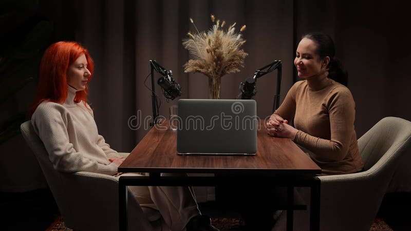 Two Influencers of Women Being Interviewed in a Loft-style Podcast ...