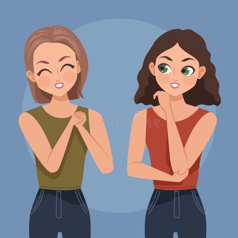 Two young girls stock vector. Illustration of vector - 253359440