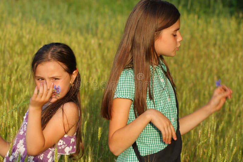 Two Young Girls Playing Outdoor Stock Photo - Image of activity ...
