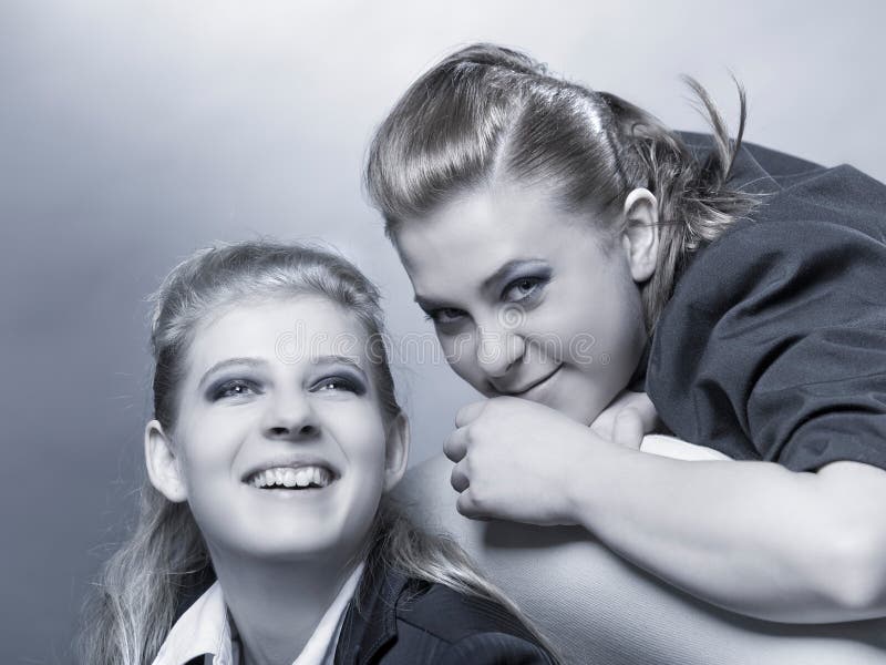 Two Young Girls in the Room Stock Photo - Image of fashion, looks ...