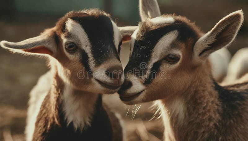 Two Young Goats, Cute Animal Portait .ai Generated Stock Illustration ...
