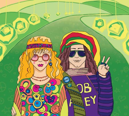 Two Young Hippies stock illustration. Illustration of loving - 11069567