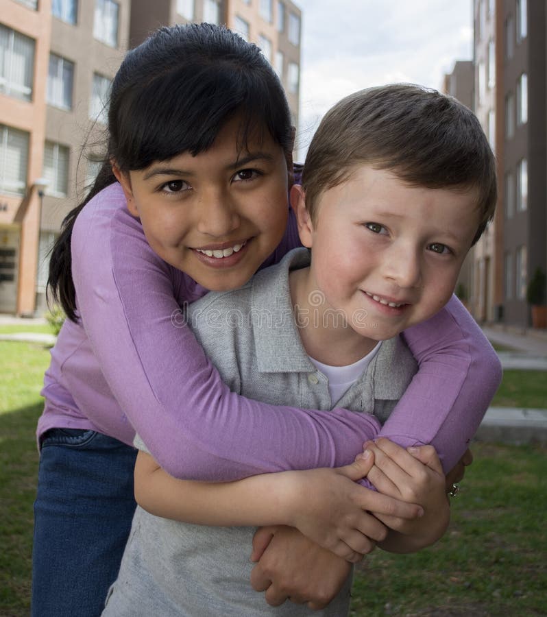 Two Young Kids happy. stock image. Image of life, hispanic - 88343453