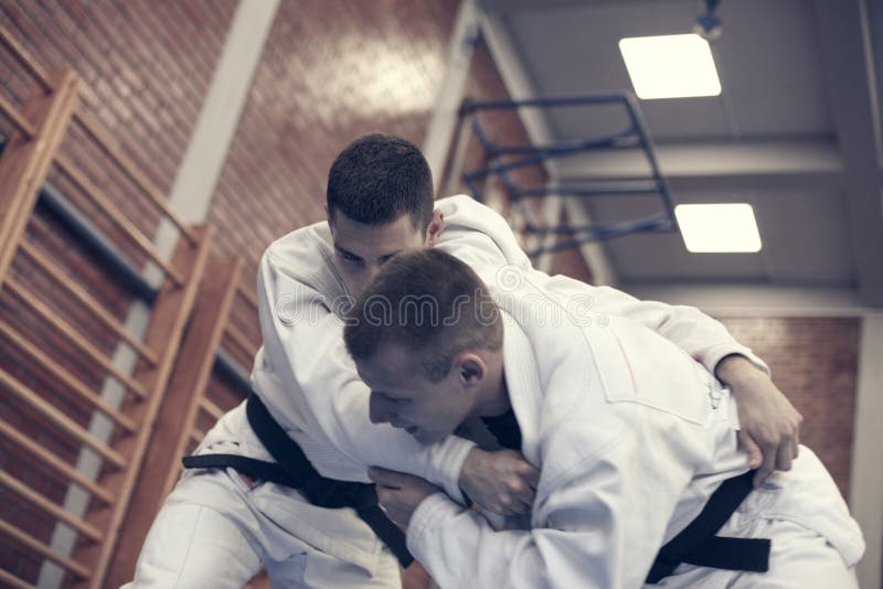 Two Young Males Practicing Judo Together. Stock Photo - Image of ...
