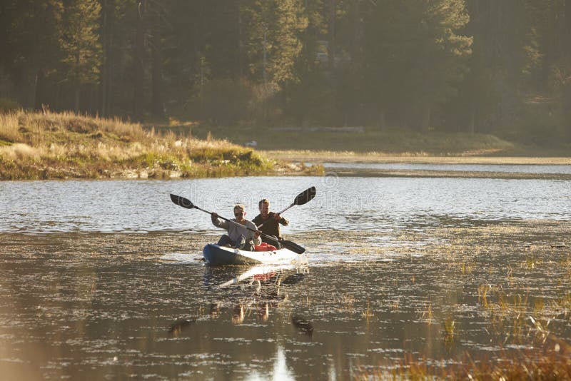 Young Man Kayaking on Waterfall Stock Image - Image of twenties, color ...