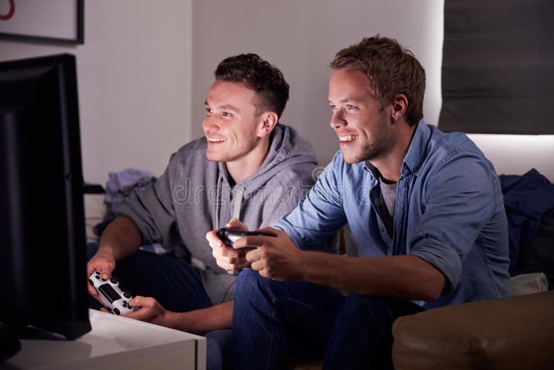 Man Playing Video Games Alone Stock Image - Image of gamer, recreation ...