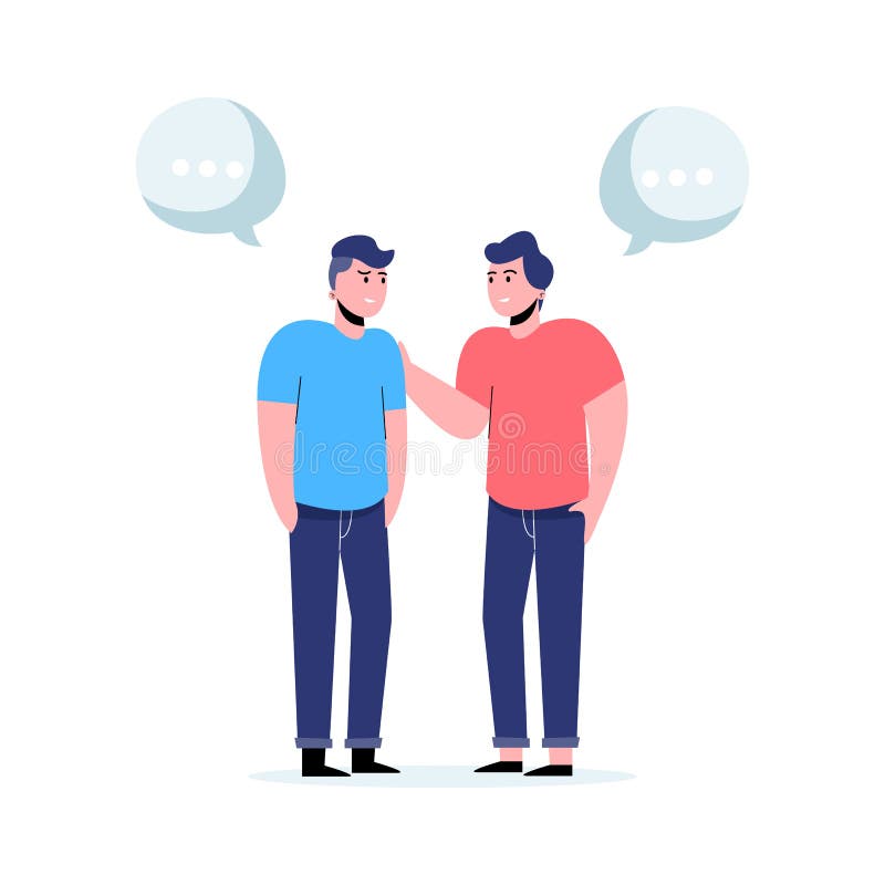 Two Young Men Speaking Friends Communication Stock Vector ...
