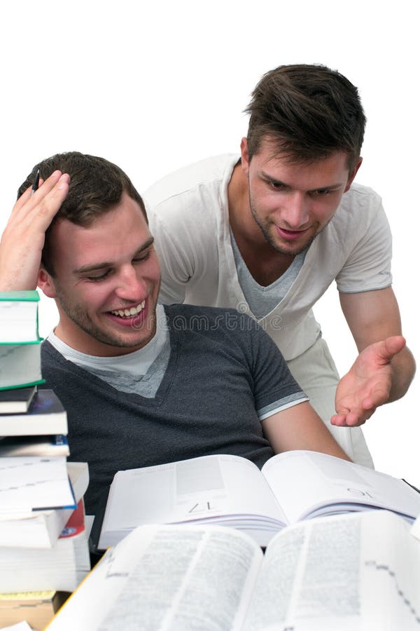 Two Young Men Studying Together Stock Image - Image of exam, learn ...