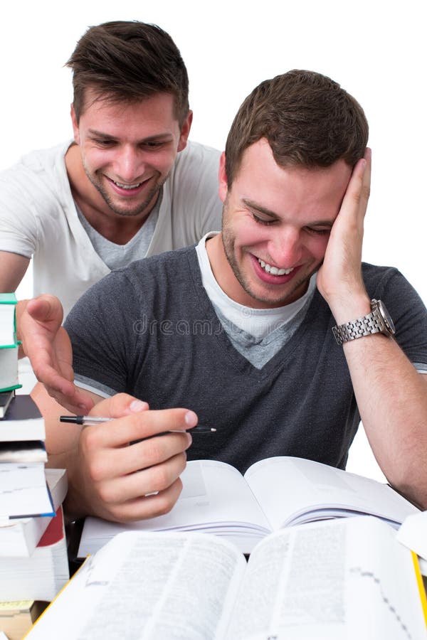 Two Young Men Studying Together Stock Photo - Image of friends, casual ...