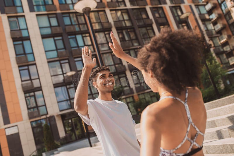 Two Young People Looking Excited and Energized Stock Image - Image of ...