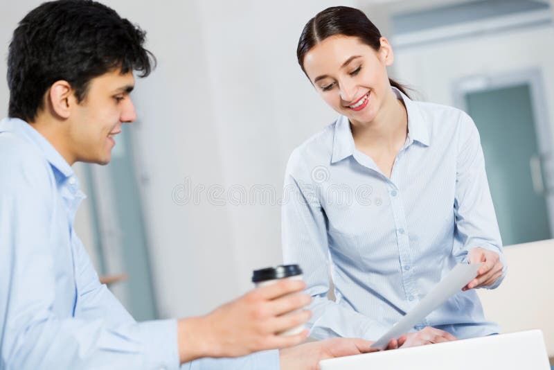 Two Young People Working As Partners Stock Photo - Image of friends ...