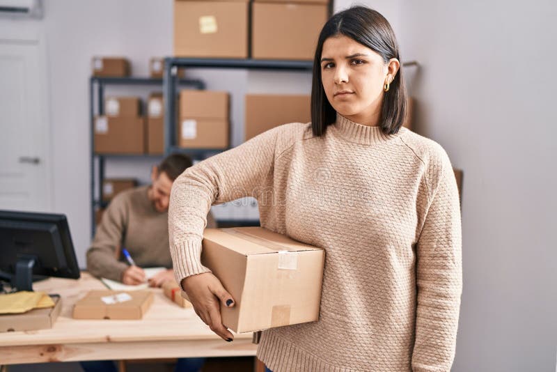 Two Young People Working at Small Business Ecommerce Thinking Attitude ...