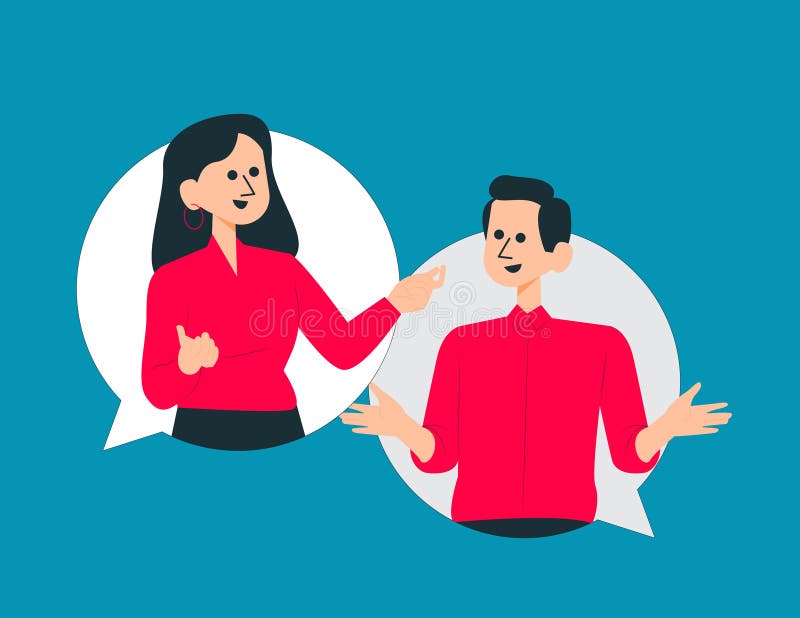 Two Young Person Talking with Speech Bubbles. Communication Concept ...