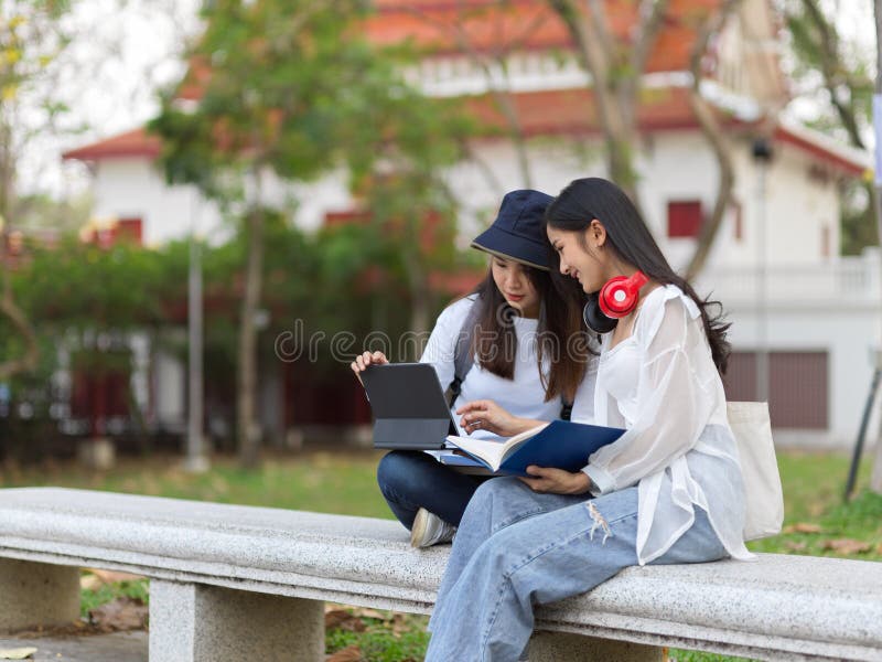 Students outdoor stock image. Image of backpack, outdoors - 16110303