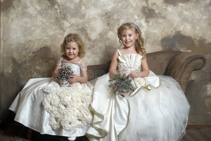 Two Young Princesses in White Stock Image - Image of amazing, dress ...