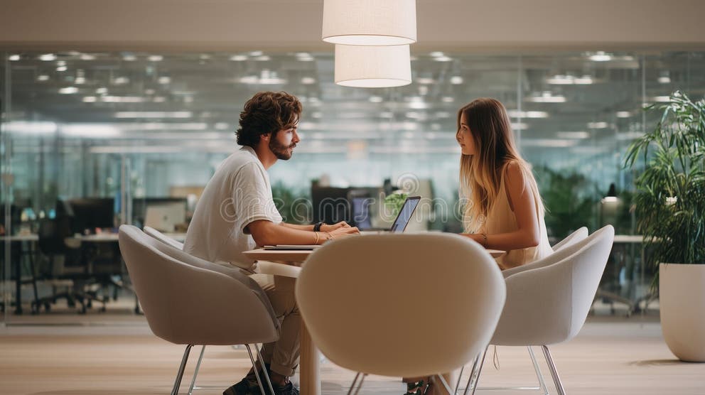 Collaborative Discussion in a Modern Office Setting during Daytime with ...