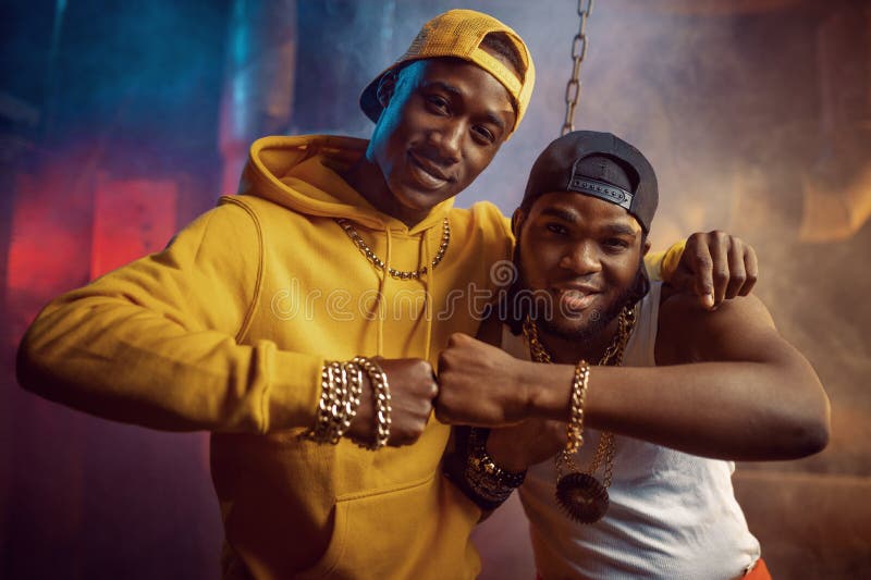Two Young Rappers, Breakdancing in Studio Stock Photo - Image of night ...