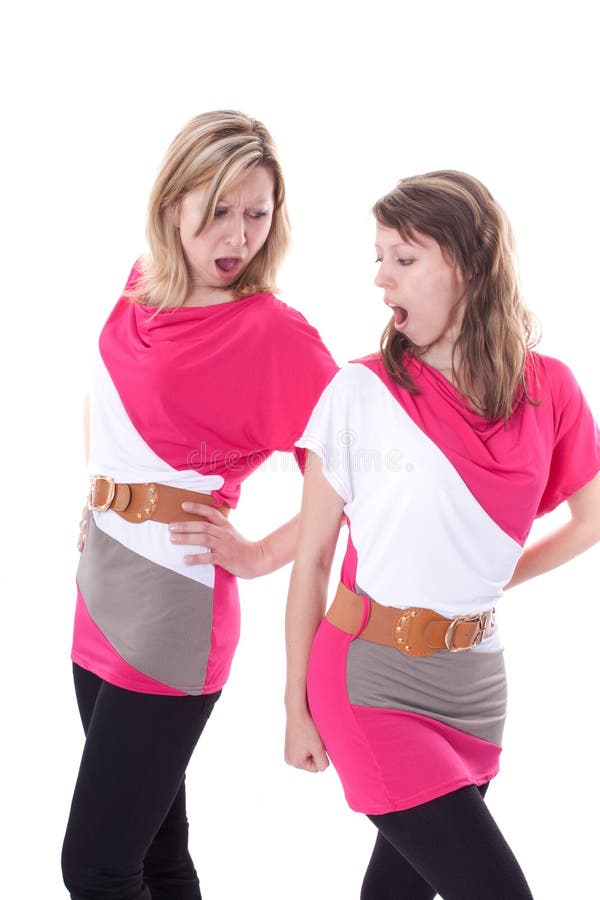 Two Young Woman Looking Jealous Stock Photo - Image of pretty, brown ...