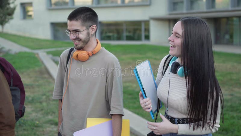Two Young Students Laugh with Their Friends Stock Footage - Video of ...