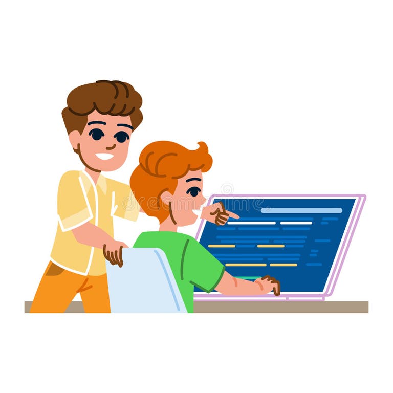 Kids Programming Code, Software Development and Education Stock Illustration - Illustration of ...
