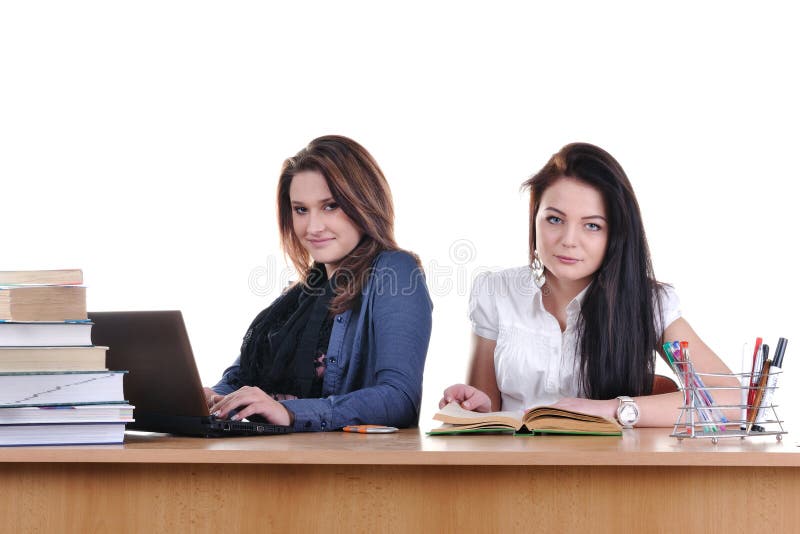 Two Young Students are Learning at the Table Stock Photo - Image of ...