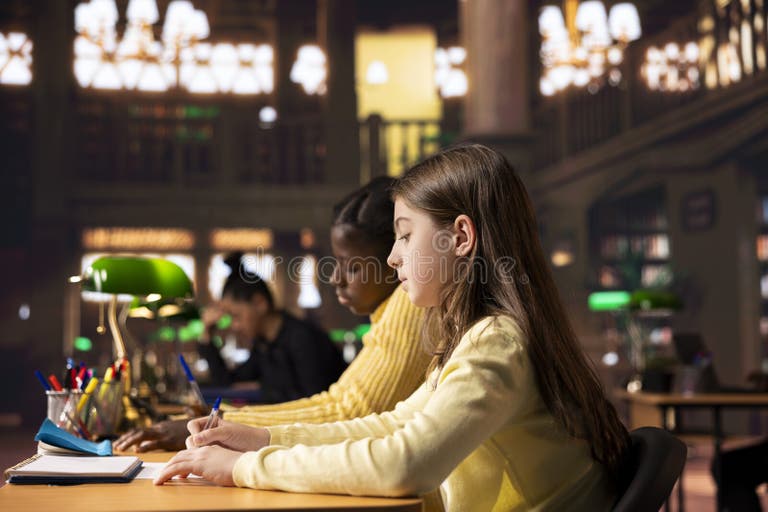Two Young Students Preparing for a Lecture and Writing Ideas in Notebooks Stock Image - Image of ...