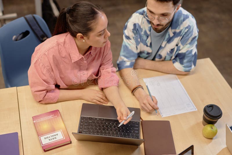 Two Young Students Preparing for Test Together Stock Photo - Image of ...