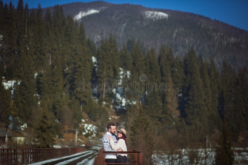 Two Young Travellers Walking on Bridge Stock Photo - Image of backpack ...