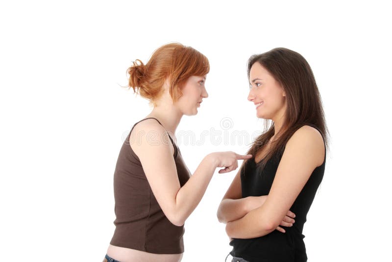 Two young womans talking stock image. Image of pair, chat - 13280777