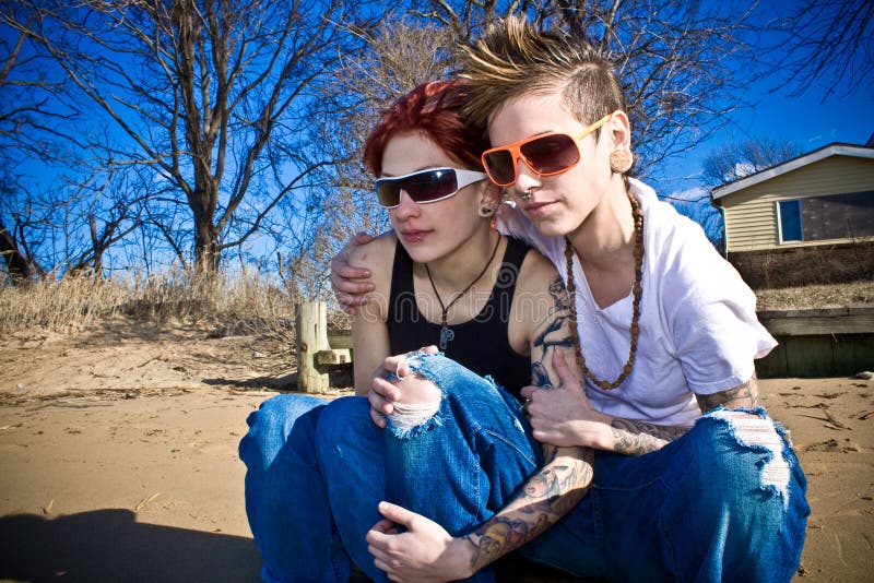 Two Young Women stock photo. Image of young, blue, tree - 8144386