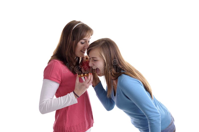 Two Young Women Fighting for a Wafel Stock Photo - Image of horizontal ...